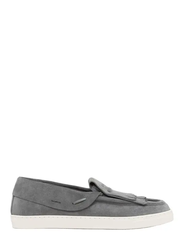 Giorgio Armani Suede Loafers With Leather Lining And Rubber Sole - Grey