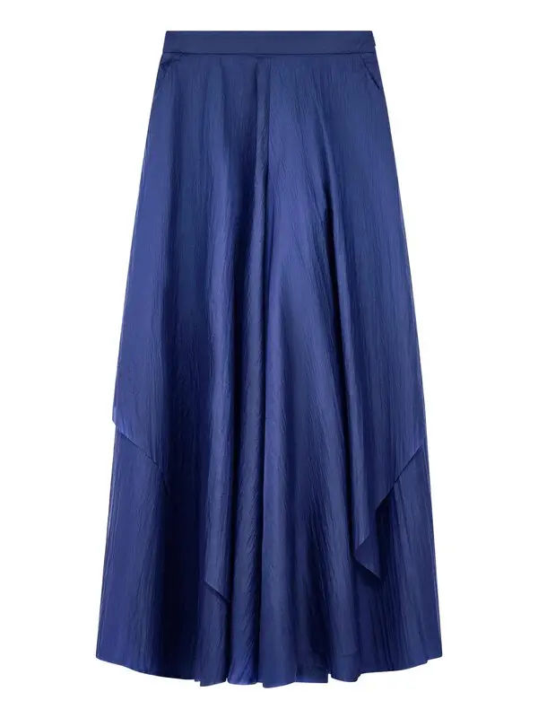 Giorgio Armani Crinkled Nylon Multilayer Trouser Skirt - Blue