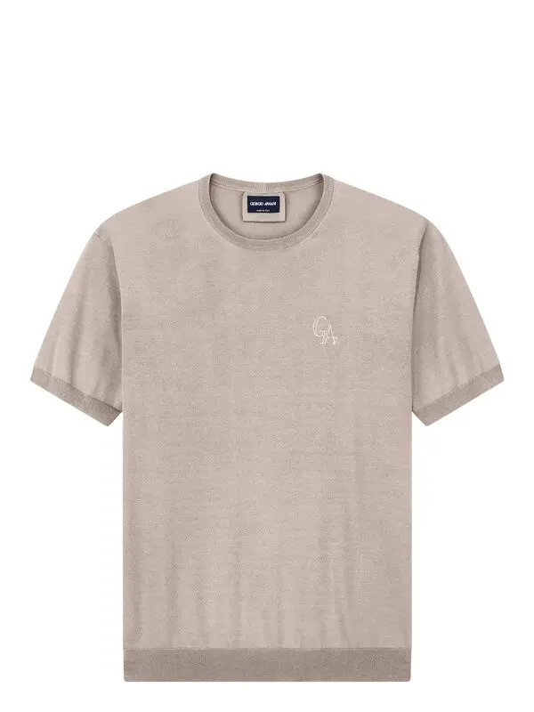 Giorgio Armani Slim Fit Silk And Cotton Knit Sweater - Grey