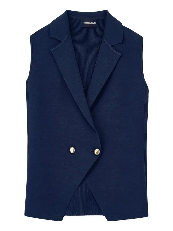 Giorgio Armani Double-breasted Viscose Knit Vest - Blue
