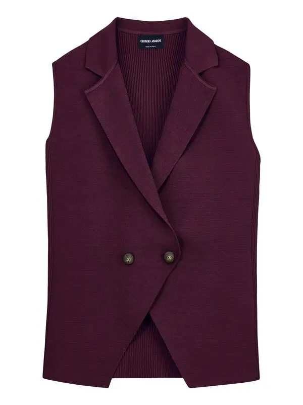 Giorgio Armani Double-breasted Viscose Knit Vest - Burgundy