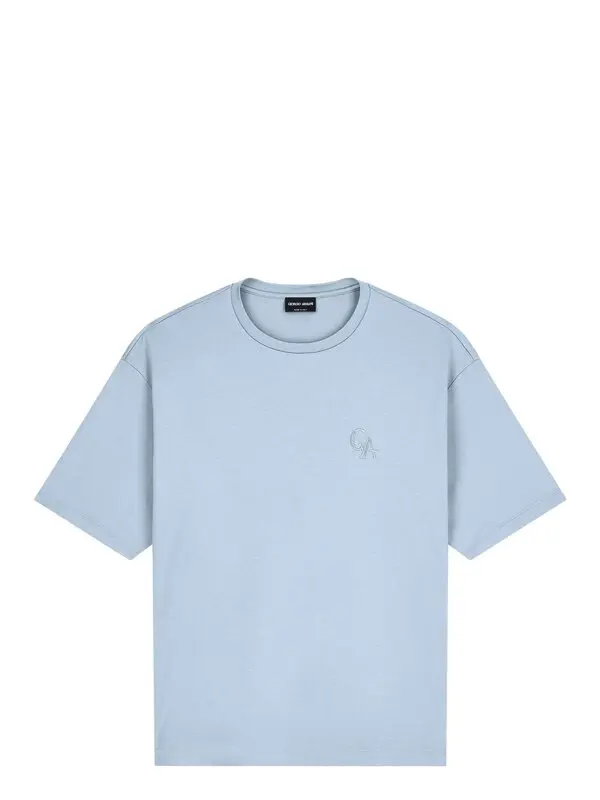 Giorgio Armani T-shirt Regular Fit Organic Cotton Interlock Jersey - Light Blue