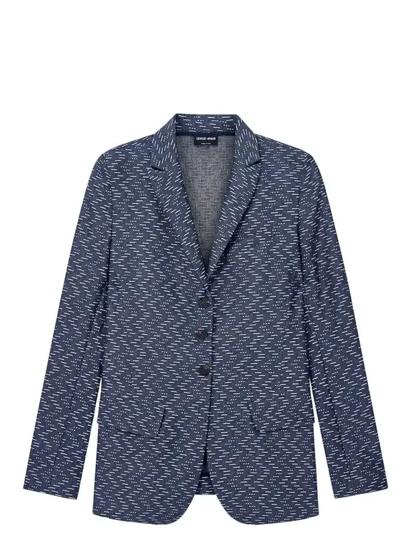 Giorgio Armani Single-breasted Chevron Cashmere And Silk Blazer - Grey