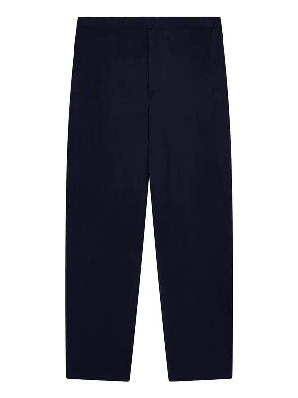 Giorgio Armani Regular Fit Washed Cupro Pique Trousers - Navy Blue