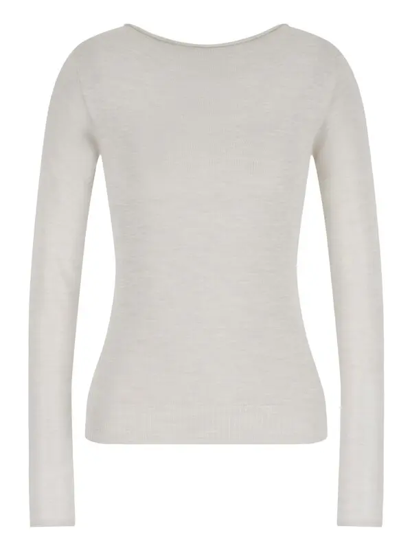Giorgio Armani Seamless Cashmere Round Neck Long Sleeve Sweater - Beige