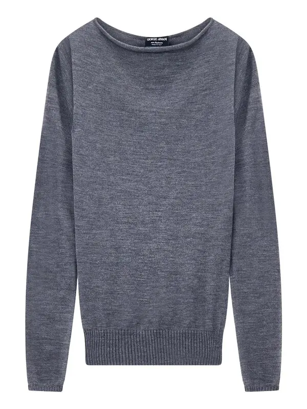 Giorgio Armani Seamless Cashmere Round Neck Long Sleeve Sweater - Grey