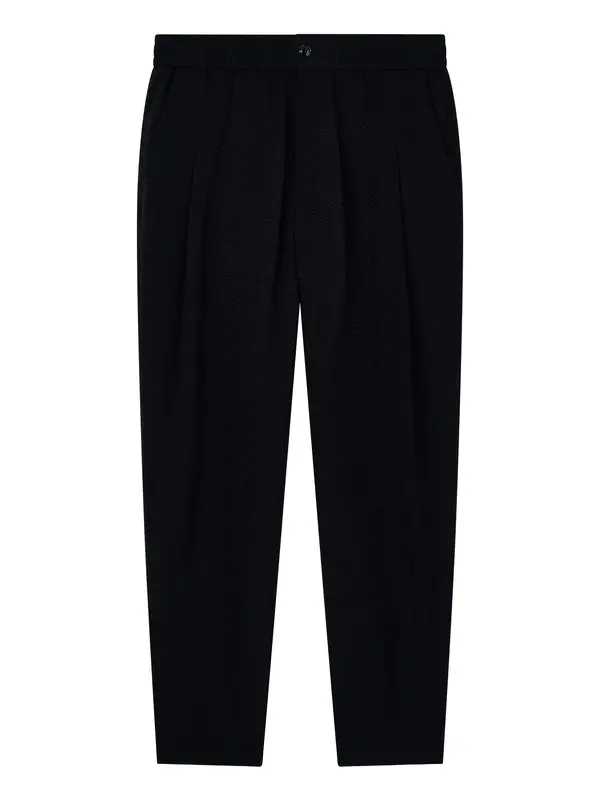 Giorgio Armani Micro Jacquard Chevron Cupro Trousers - Black
