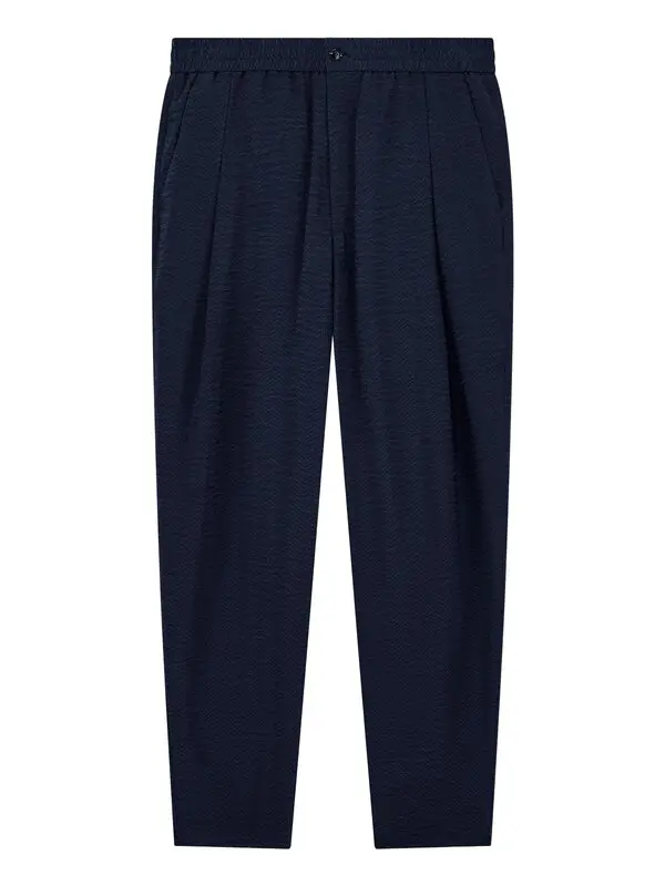 Giorgio Armani Micro Jacquard Chevron Cupro Trousers - Blue