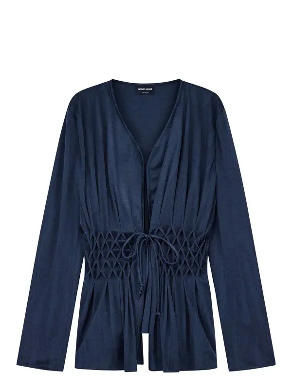 Giorgio Armani Jacquard Viscose Jersey Blazer - Blue