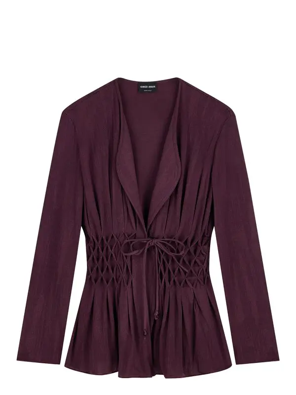 Giorgio Armani Jacquard Viscose Jersey Blazer - Burgundy