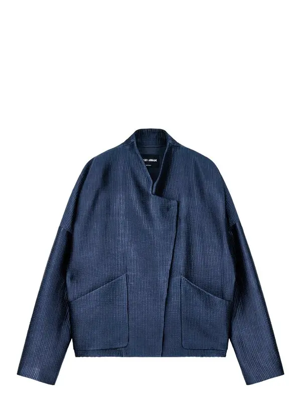Giorgio Armani Textured Viscose And Wool Blouson With Patch Pockets - Blue