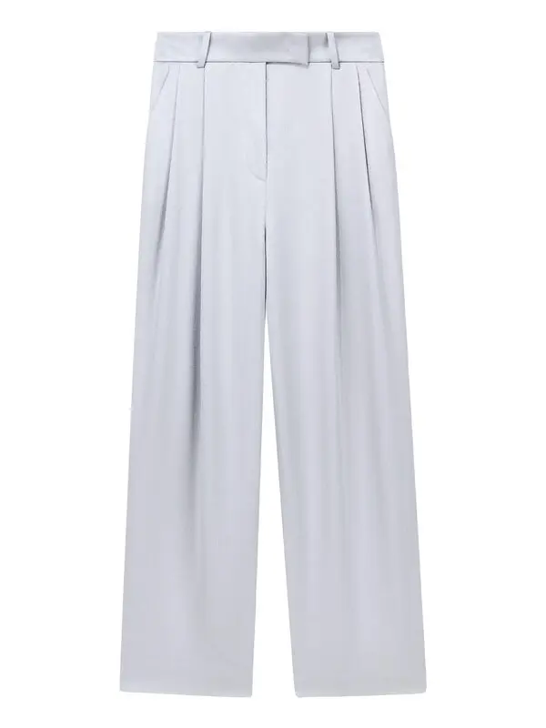 Giorgio Armani Wide Leg Pleated Hammered Satin Trousers - White