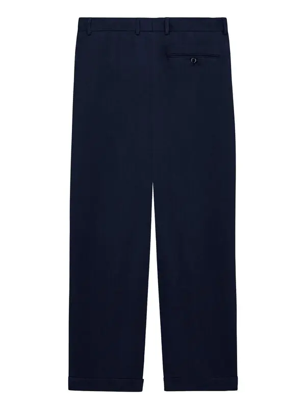 Giorgio Armani Oversized Fit Trousers In Lightweight Lyocell Satin - Blue