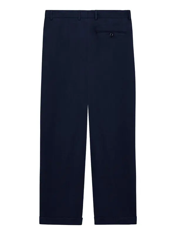 Giorgio Armani Oversized Fit Trousers In Lightweight Lyocell Satin - Navy Blue