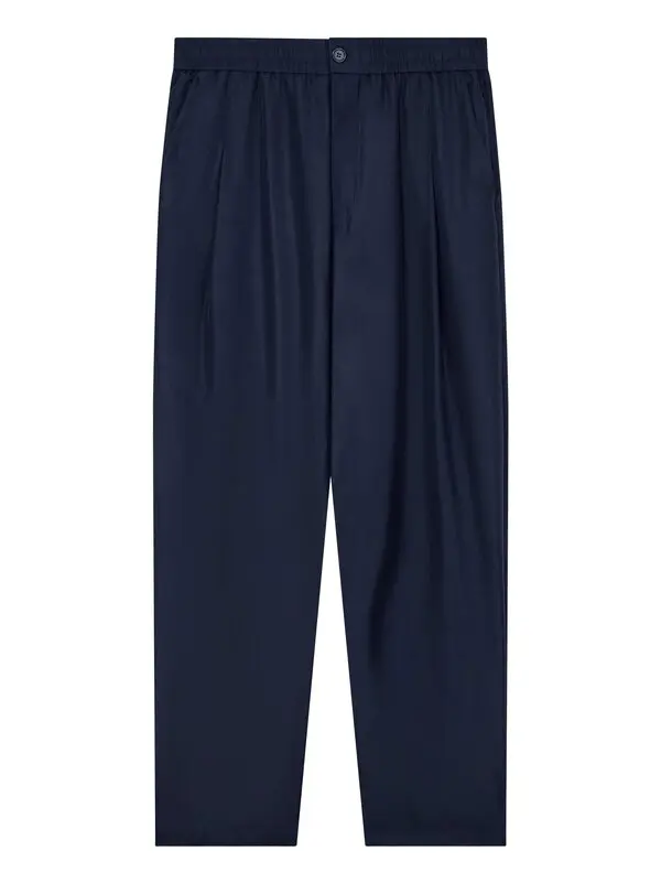 Giorgio Armani Regular Fit Silk Habotai Trousers - Blue