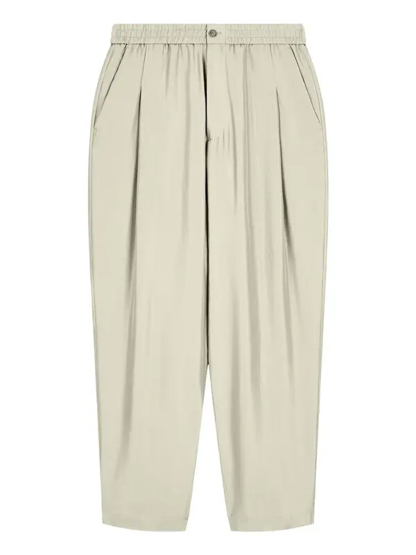 Giorgio Armani Regular Fit Silk Habotai Trousers - Green