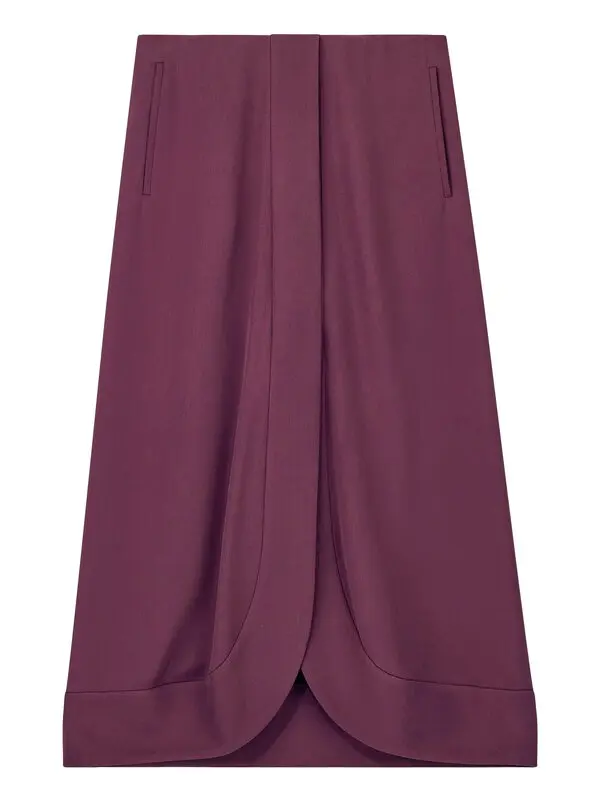 Giorgio Armani Midi Skirt In Triple Silk Georgette With Front Slit - Burgundy