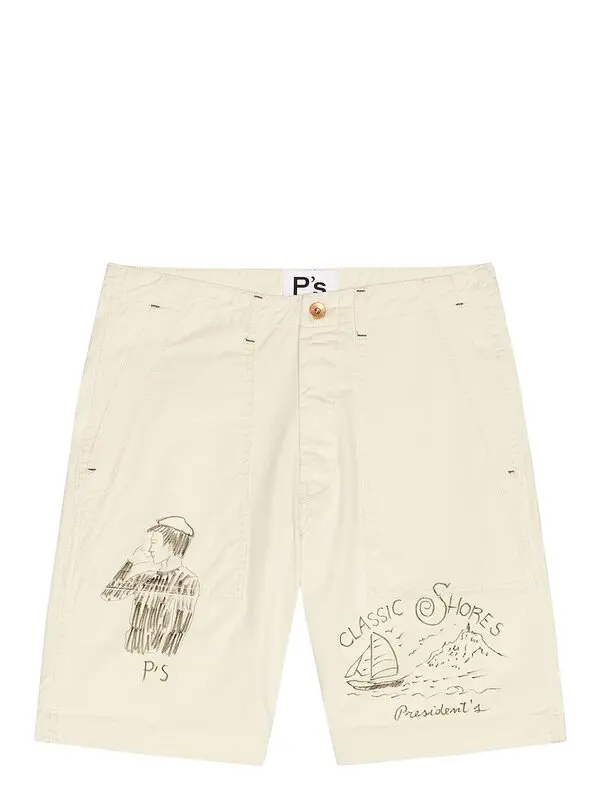 President's Bermuda Fatigue Shorts - Ecru
