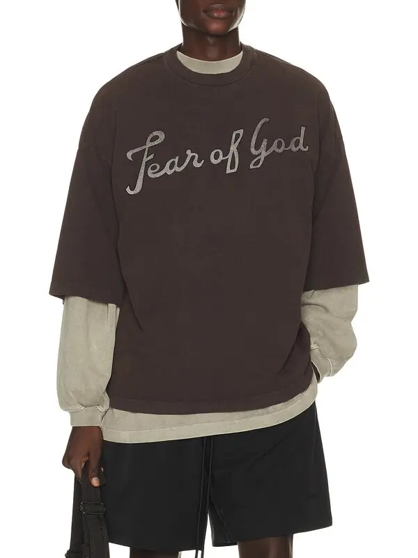 Fear Of God Heavyweight Jersey 43 Tee In Chocolate - Dark Brown