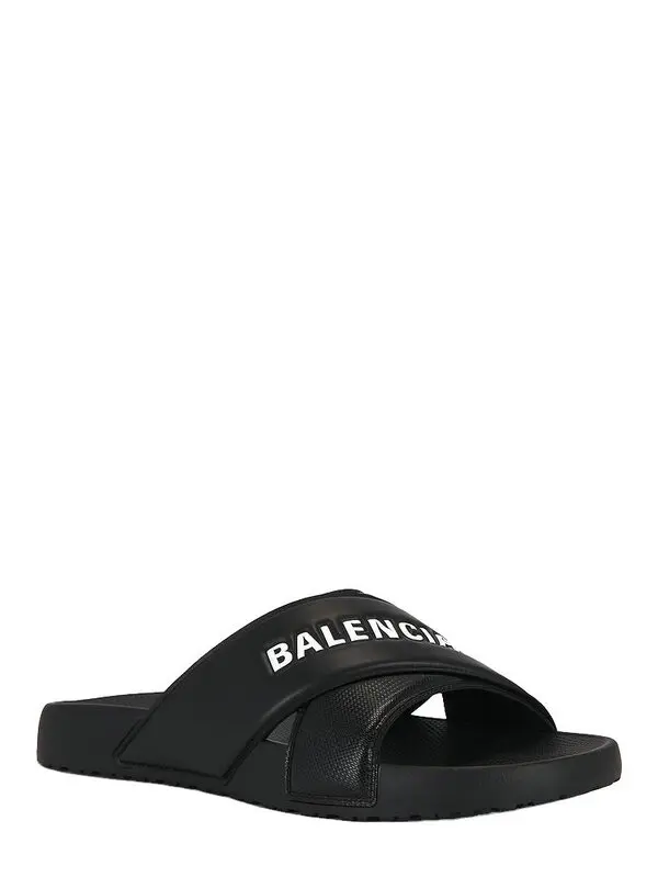 Balenciaga Sporty Pool Slides - Black & White