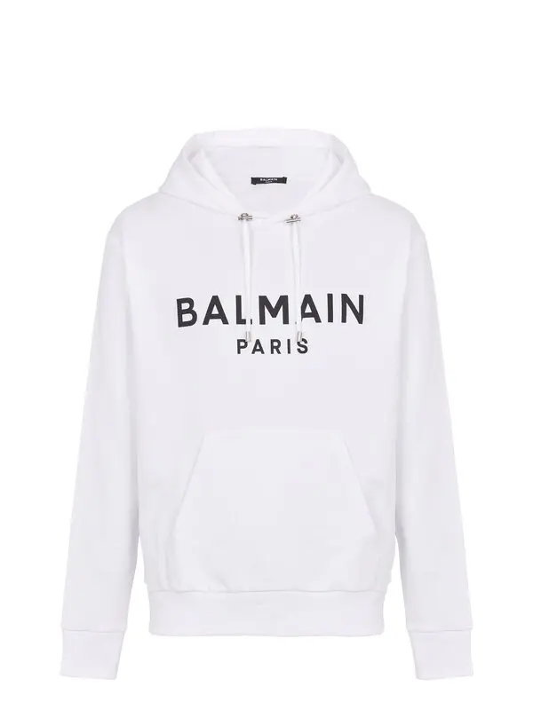 Balmain Paris Logo Hooded Sweatshirt - White
