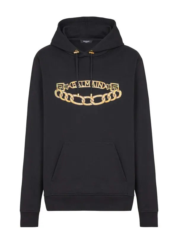 Balmain Chain Logo Hoodie - Black
