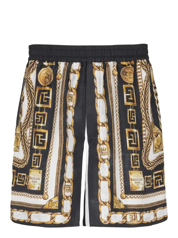 Balmain Foulard Chaînes Printed Slinky Shorts - Multicolor
