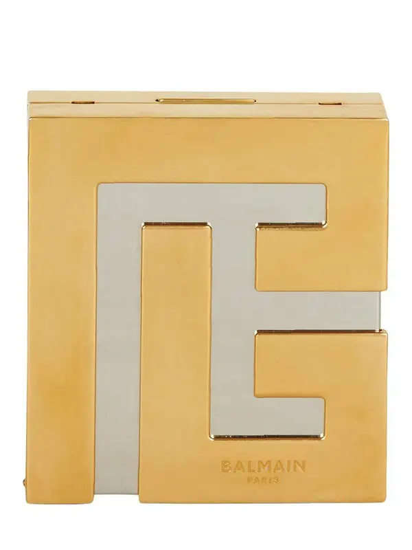 Balmain Metal Pb Clutch With Chain Strap - Gold