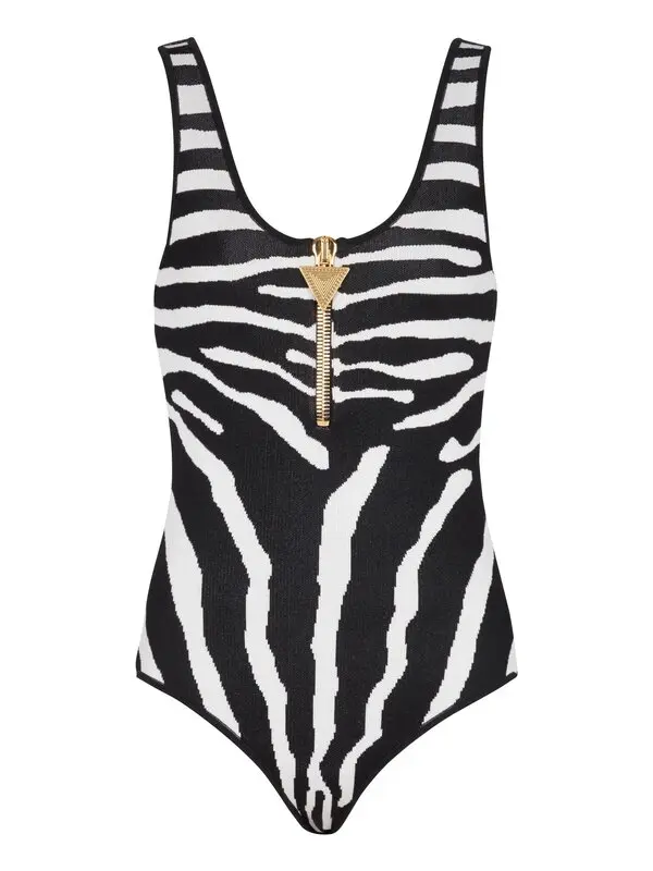 Balmain Zebra Jacquard Knit Body - Black