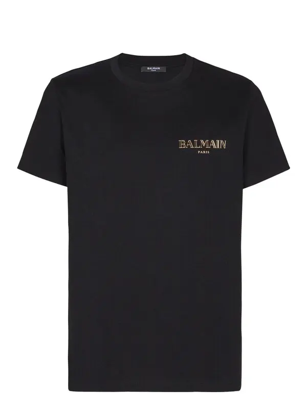 Balmain T-shirt With Vintage Gel Logo - Black