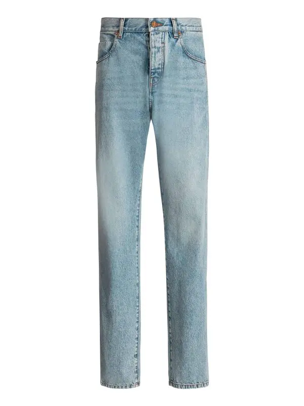 Balmain Faded Denim Loose-fit Jeans - Blue