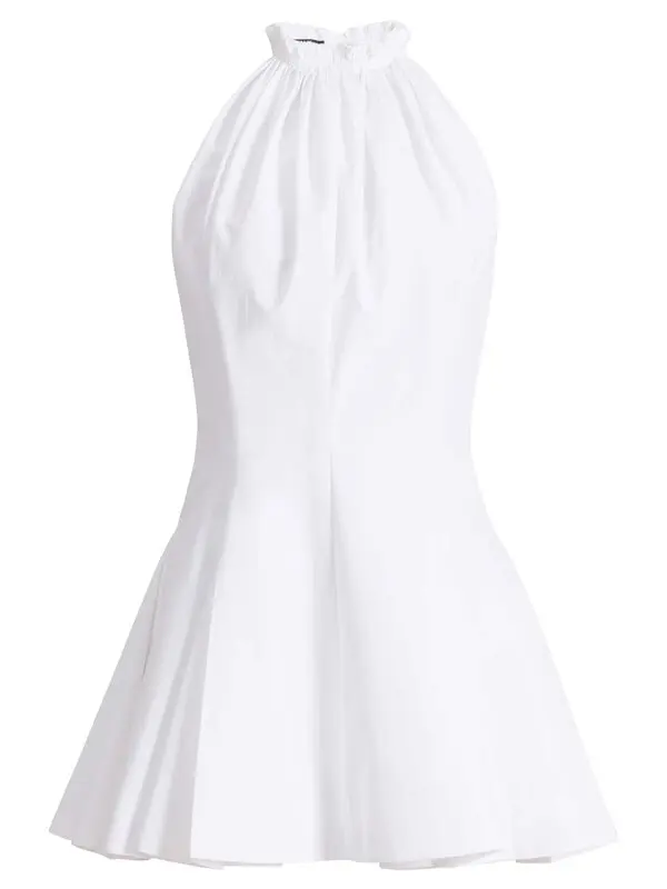 Balmain Flared Cotton Poplin Dress - White