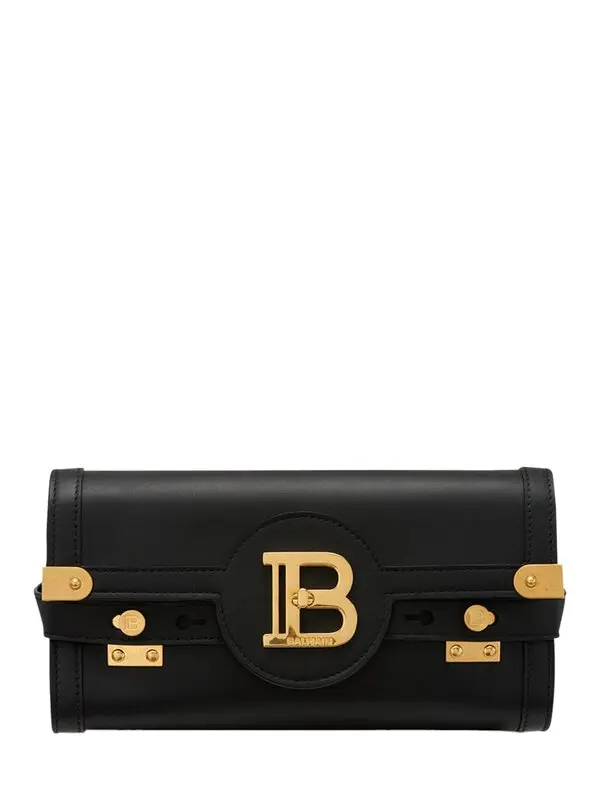 Balmain B-buzz 23 Clutch Bag In Smooth Calfskin - Black