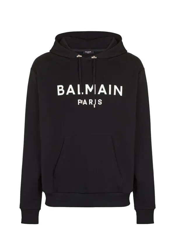 Balmain Cotton Printed Logo Hoodie - Black
