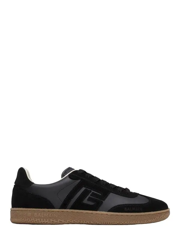 Balmain Swan Leather And Suede Sneakers - Black