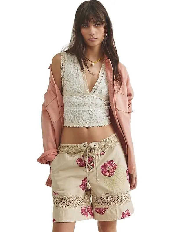 Free People Surfs Up Board Shorts - Hibiscus Blast Combo