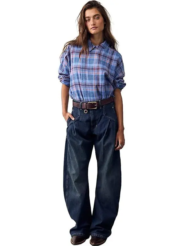 Free People We The Free Golden Hour Trouser Jeans - Steely Blue