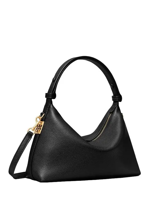 Tory Burch Mellow Shoulder Bag In Pebbled Leather - Black