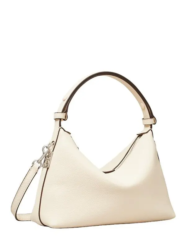 Tory Burch Mellow Shoulder Bag In Pebbled Leather - Light Cream