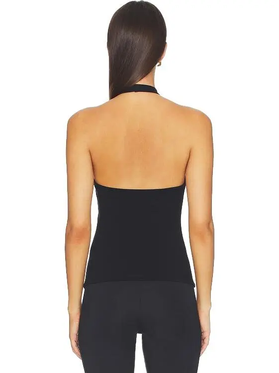 Susana Monaco Cross Front Gathered Halter Top - Black