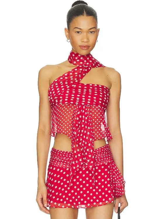 GUIZIO Chiffon Wrap Top - Red