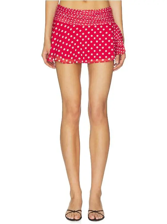 GUIZIO Chiffon Slit Mini Skirt - Red