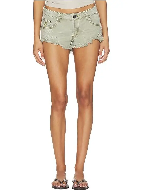 ONETEASPOON Bonitas Low Waist Denim Shorts - Olive