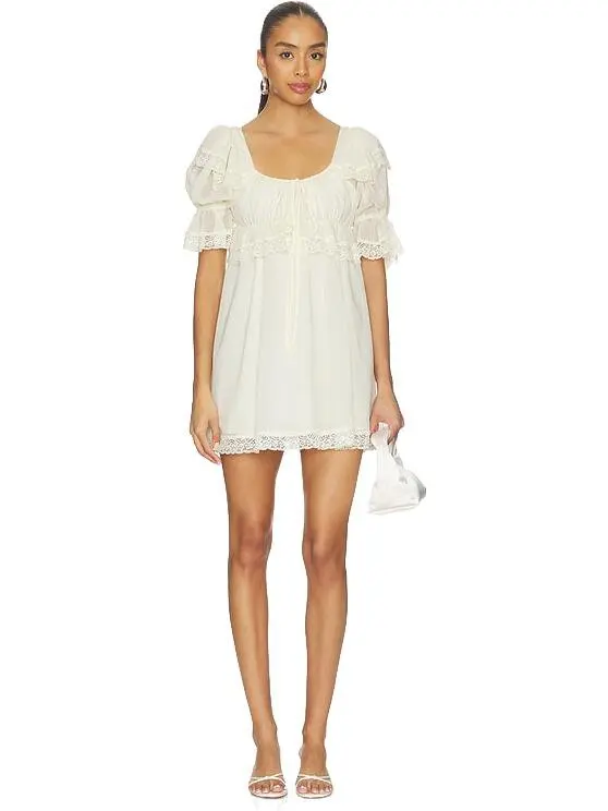 For Love & Lemons Juniper Puff Sleeve Mini Dress - Yellow