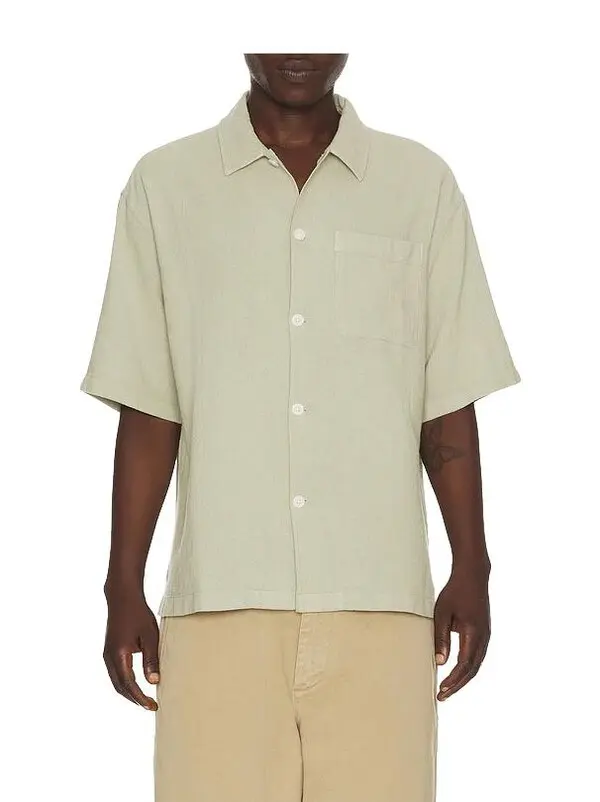 FRAME Open Weave Short Sleeve Shirt In . Also - Sage