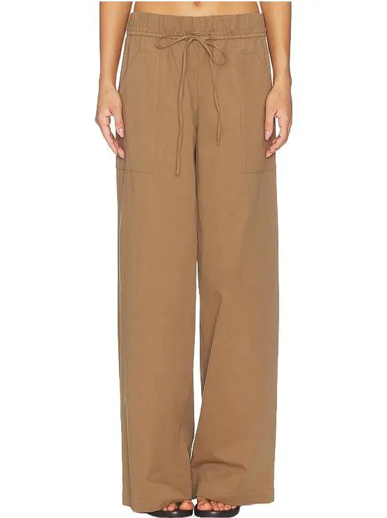 Vince Mid Rise Cotton Drawstring Pant - Tan