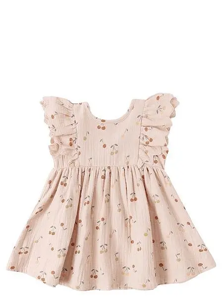 QUINCY MAE Alina Dress With Ruffled Sleeves - Pink