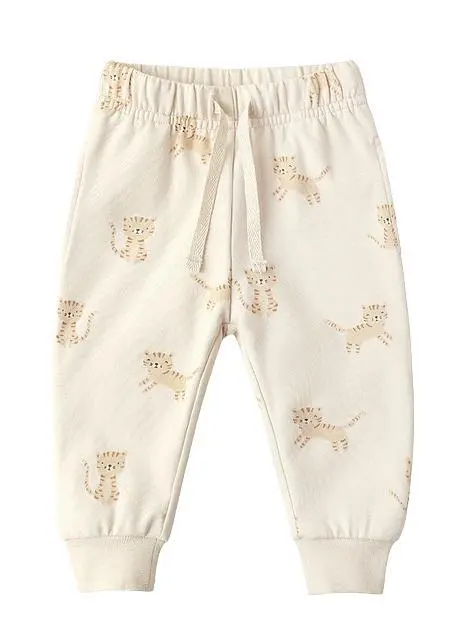 QUINCY MAE Relaxed Sweatpant With Tiger Print - Cream