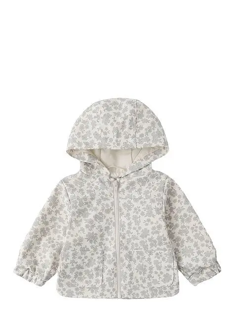 QUINCY MAE Hooded Zip-up Rain Coat With Floral Print - Blue