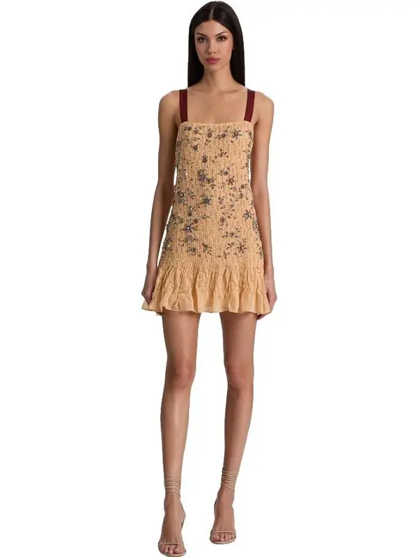 Alice + Olivia Embellished Mini Dress - Natural